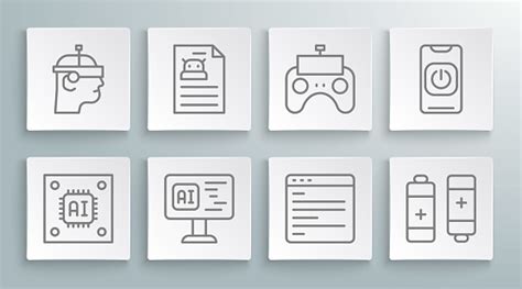 미세 회로 cpu 기술 사양 소프트웨어 컴퓨터 api 인터페이스 배터리 원격 제어 전화 및 스마트 안경 아이콘에서 로봇 끄기로