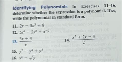 Identifying Polynomials In Exercises Determine Whether The Express