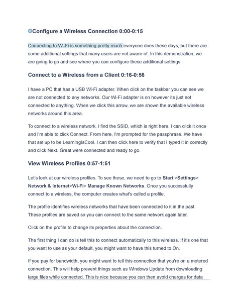 Configure A Wireless Connection Configure A Wireless Connection Connecting To