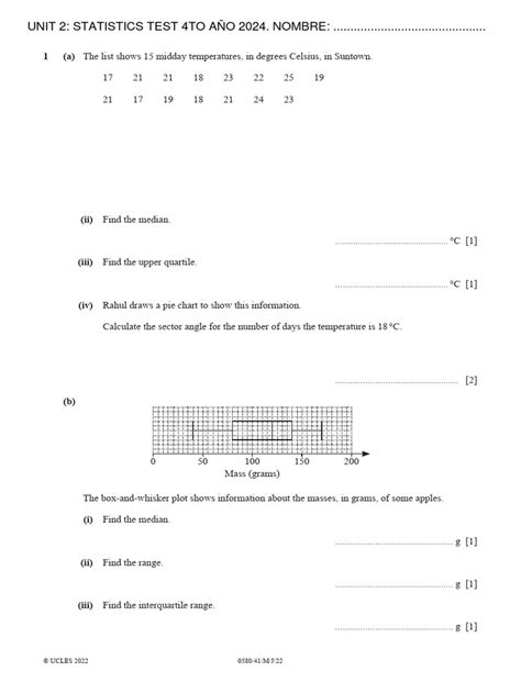 Statistics Test Igcse Level Pdf Statistics Descriptive Statistics