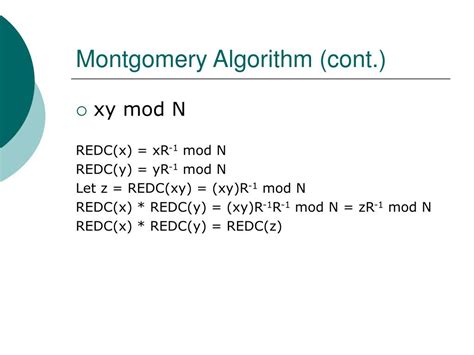 ppt montgomery modular multiplication powerpoint presentation free