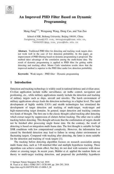 pdf an improved phd filter based on dynamic programming