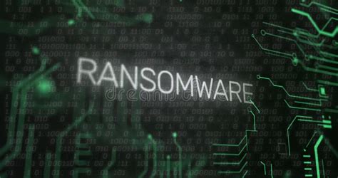Ransomware Text Over Binary Code And Digital Data Image Stock Image