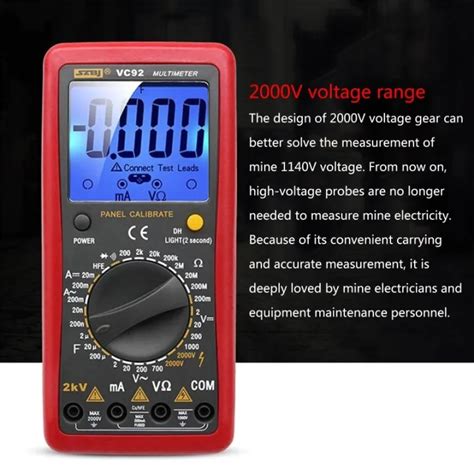 Digital Multimeter 2kv Volt Meter Ohmmeter Auto Ranging Tester Accurately Measures Voltage
