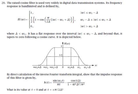 Solved The Raised Cosine Filter Is Used Very Widely In Chegg