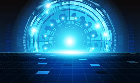Abstract Blue Computer Technology Background With Circuit Board And Circle Tech Vector