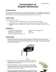 Conservation Angular Momentum Docx Conservation Of Angular Momentum Experiment INTRODUCTION
