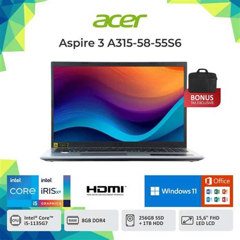 Promo Laptop Acer Prosesor Generasi Terbaru Ke 11 Notebook Super Slim Acer Aspire 3 A315 58 55s6