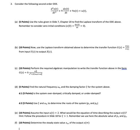 2. Consider the following second order ODE. | Chegg.com