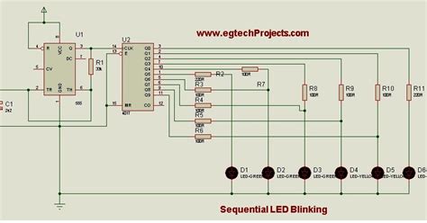 EMBEDDED PROJECTS Sequential LED Blinking Using Timer Circuit In Proteus ISIS