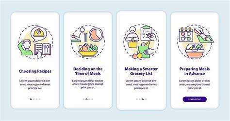 Essential Meal Planning Mobile App Onboarding Page With Dark Color Scheme Vector Dark Mockup