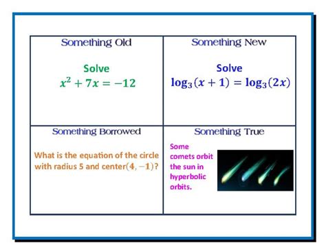 Solve Logarithmic Equation Warm Up Something Old New Borrowed And True