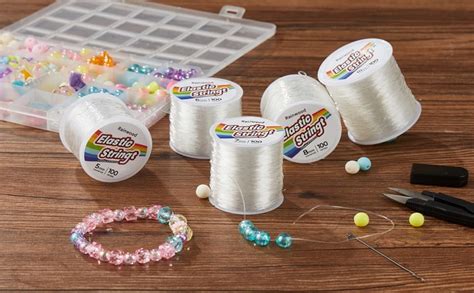 Elastic Bracelet String Cord Kit 2 Rolls Of 200m 0 5mm Clear Beaded Stretch Cord With Tools