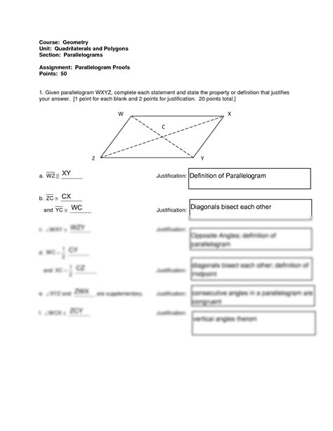 5 02 Parallelogram Proof Assignment Pdf Course Geometry Unit