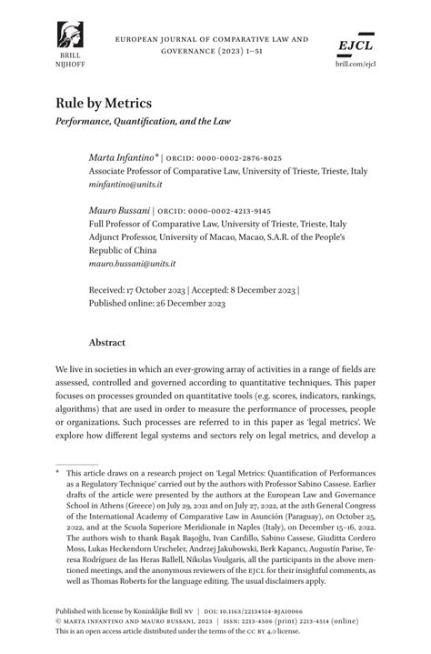 Pdf Rule By Metrics Performance Quantification And The Law