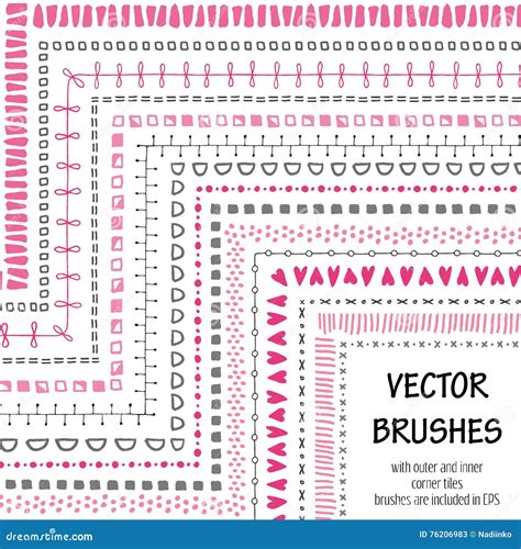 Hand Drawn Decorative Vector Brushes Stock Vector Illustration Of