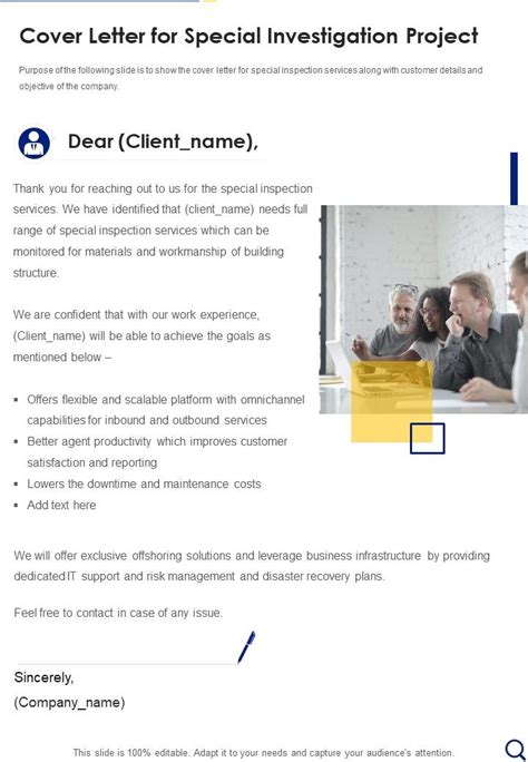 Cover Letter For Special Investigation Project One Pager Sample Example Doc