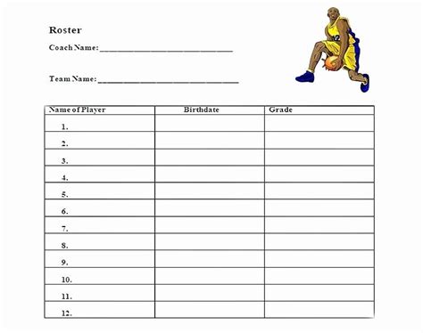 Basketball Depth Chart Template Content Calendar Template
