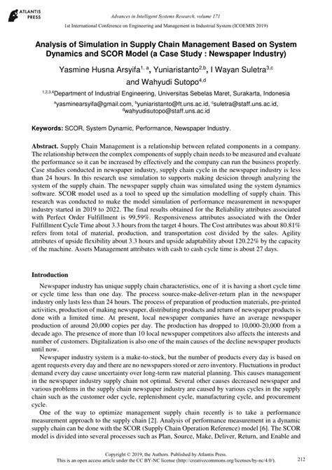 PDF Analysis Of Simulation In Supply Chain Management Based On System Dynamics And SCOR Model