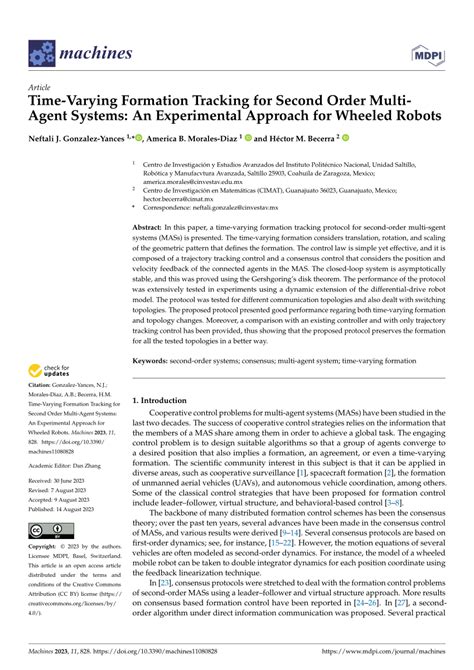 Pdf Time Varying Formation Tracking For Second Order Multi Agent