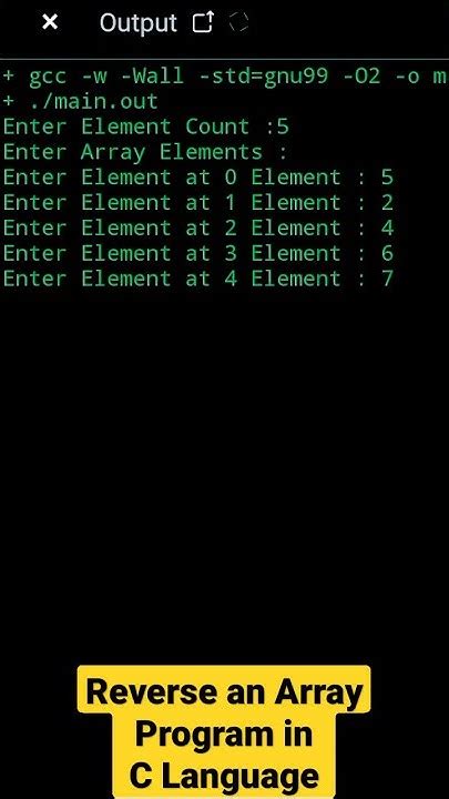 Reverse An Array Program In C Language Youtube