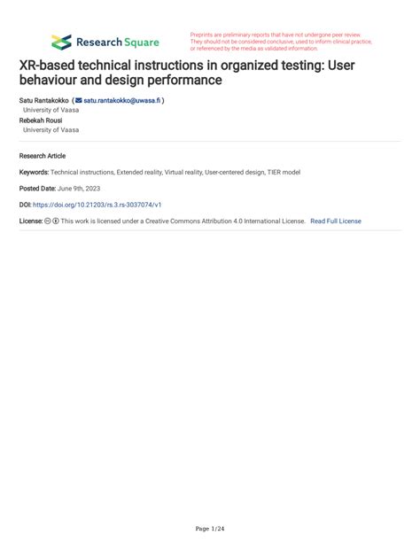 Pdf Xr Based Technical Instructions In Organized Testing User
