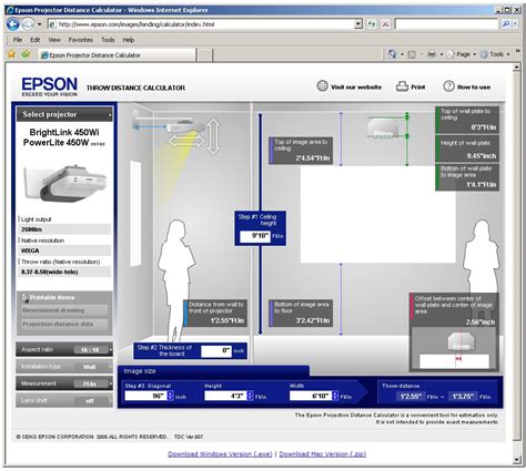 Grant S Audiovisual Perspective Projector Throw Distance Calculator