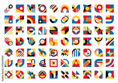 Modern Elements Of Abstract Geometric Pattern With Vector Circle Square And Triangle Arch And