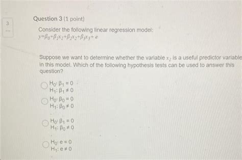 Solved 3 Question 3 1 Point Consider The Following Linear