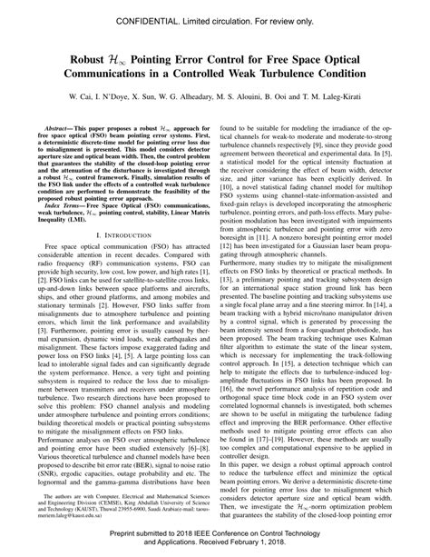 Pdf Robust Mathcal H Infty Pointing Error Control Of Free