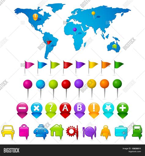 World Map Gps Icons Vector And Photo Free Trial Bigstock