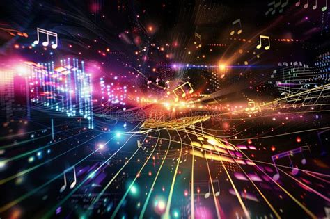 A Background Of Fractal Lights Music Notes Generative Ai Stock Illustration Illustration Of