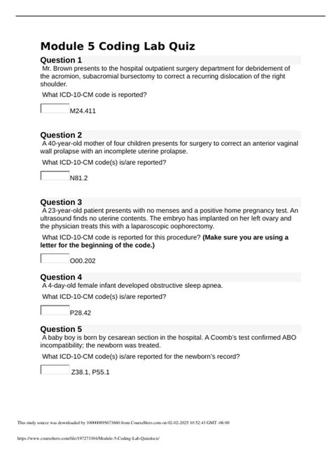 HIT Module Coding Lab Quiz OUT OF GRADED A HIT Stuvia US
