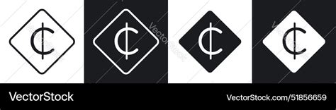 Cedi Sign Set In Black And White Filld Royalty Free Vector