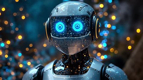 Advanced Robotic Figure Illuminated By Glowing Lights In A Futuristic Environment Stock Footage