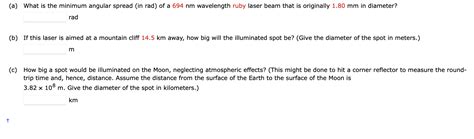 Solved A What Is The Minimum Angular Spread In Rad Of A Chegg Com