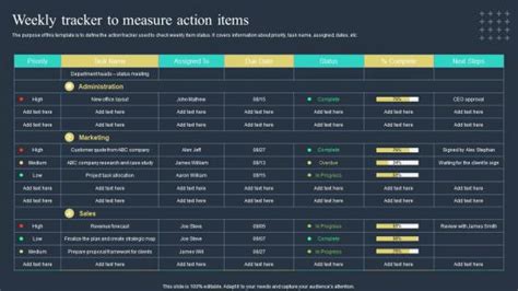 Action Item Table Slide Team