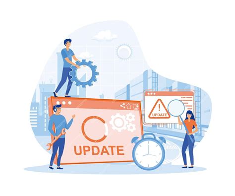 premium vector system update tiny programmers upgrading operating