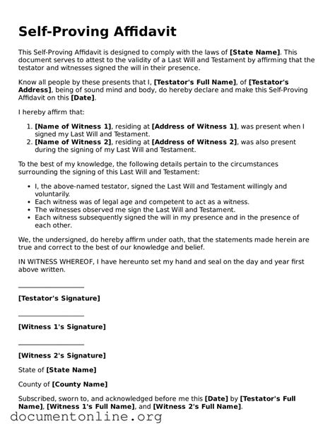 Free Self Proving Affidavit Forms ≡ Blank Pdf Template