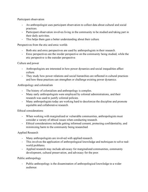 ANT Notes Biological Anthropology And Archeology Biological Anthropology Evolutionary