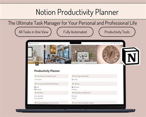 Notion Productivity Organizer Aesthetic Notion Template Etsy Productivity Planner Notions