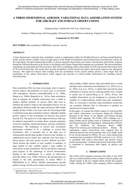 Pdf A Three Dimensional Aerosol Variational Data Assimilation System