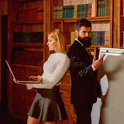 Computer Concept Woman And Man Develop New Project Using Computer University Babes Surfing