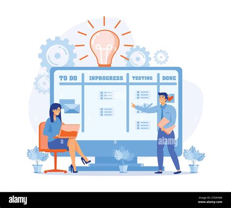 agile visual project management method, teamwork concepts. programmer ...