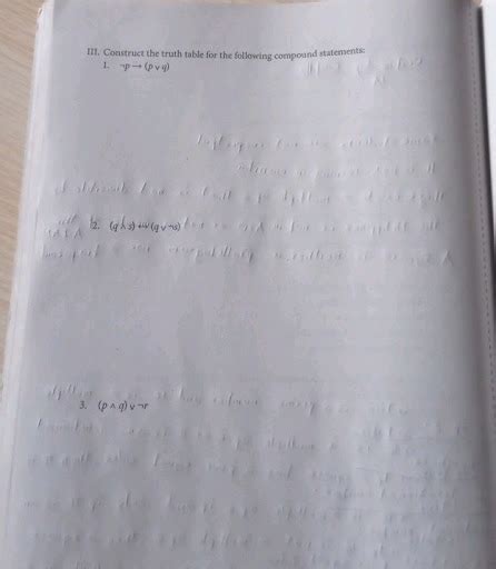 Iii Construct The Truth Table For The Following Compound Statements Ri