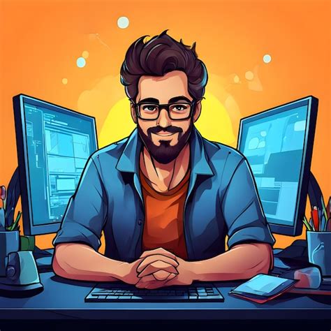 Animated Software Developer Premium Ai Generated Image