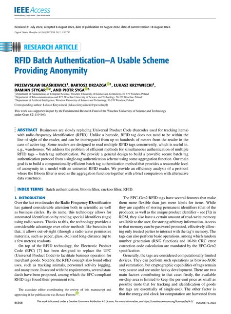 Pdf Rfid Batch Authentication—a Usable Scheme Providing Anonymity