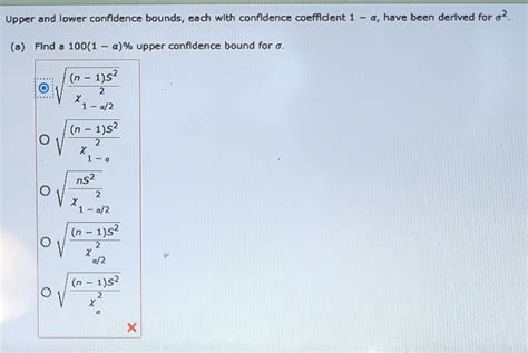 Solved Upper And Lower Confidence Bounds Each With