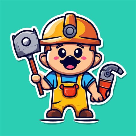 Hand Drawn Builder Outfit Attire Handyman Constructor Repairman Uniform