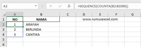 Fungsi Sequence Rumus Excel Membuat Nomor Urut Otomatis